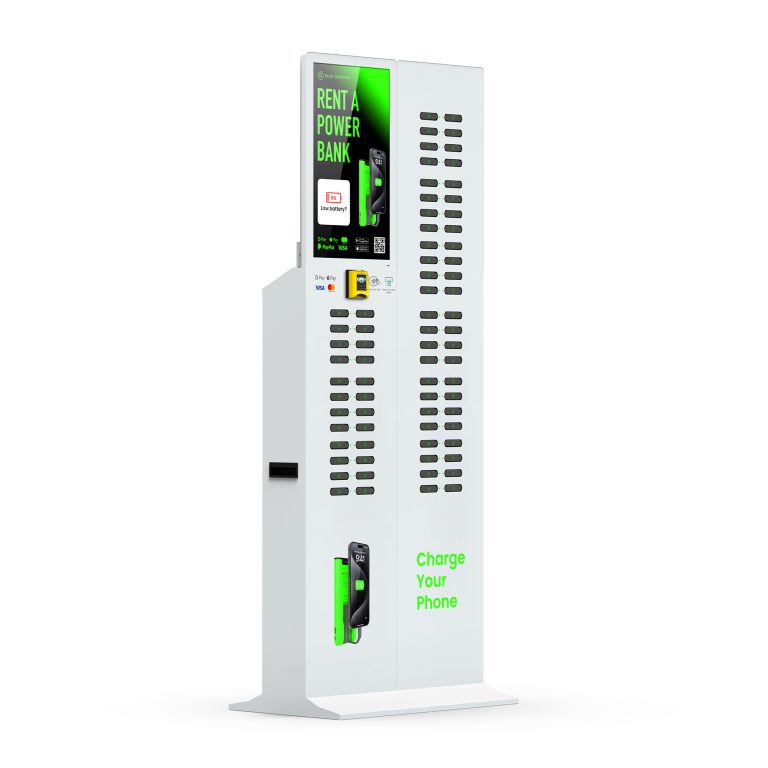 72-slot vertical shared power bank rental stations with 23.8 inch ...