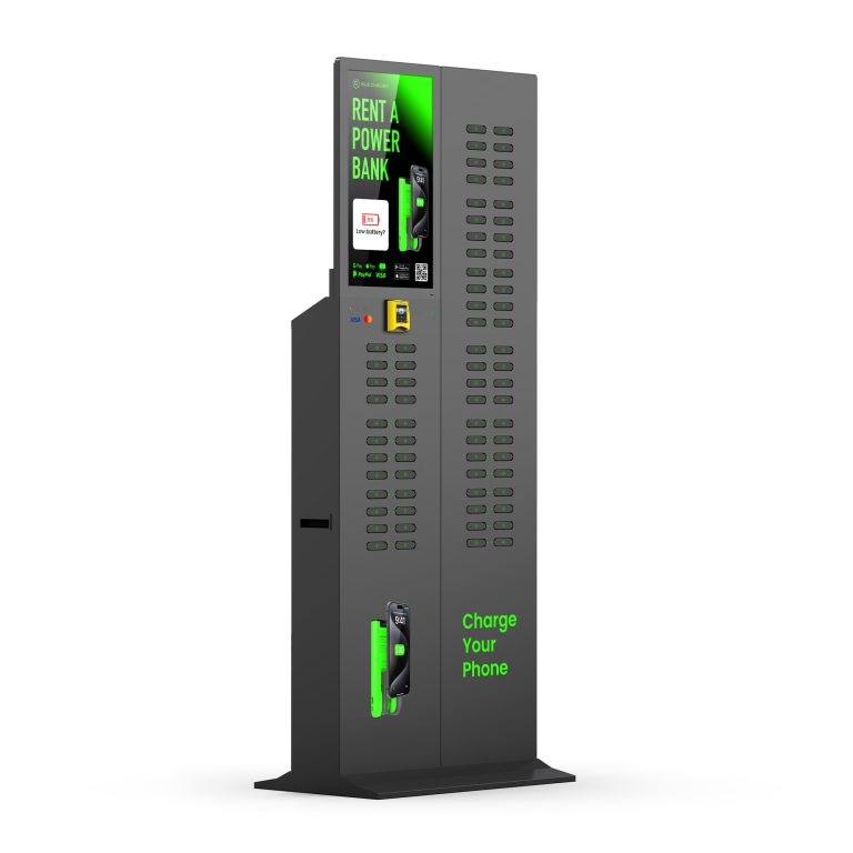 72-slot vertical shared power bank rental stations with 23.8 inch ...
